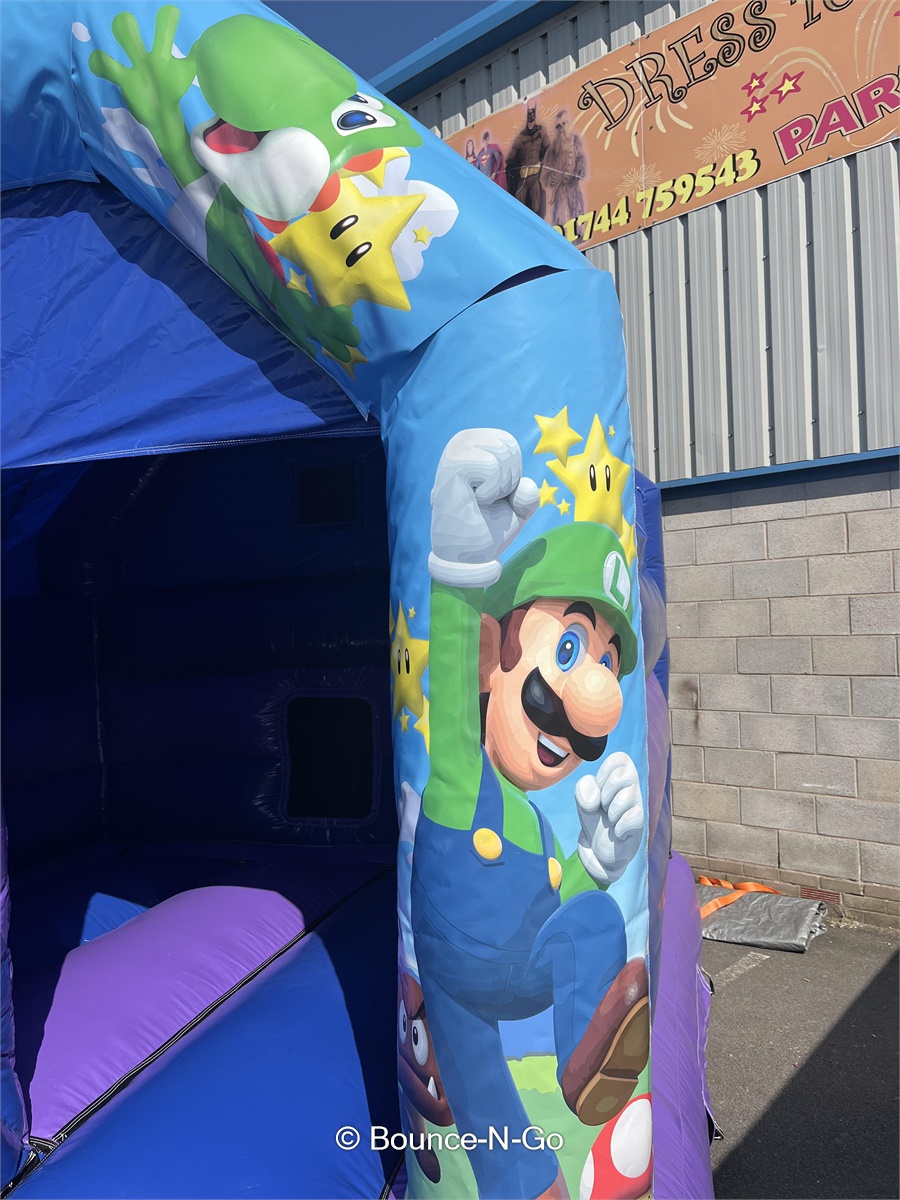 Super Mario Disco Bouncy Castle Front Slide Combo - Bouncy Castle Hire ...